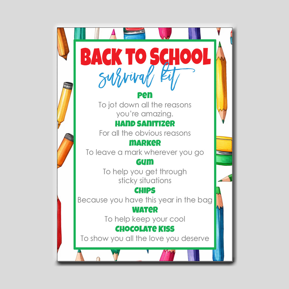 Back to School Survival Kit Instant Download Tag – wacky-kracker