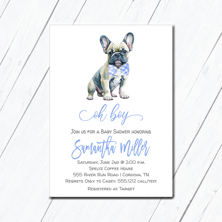 French Bulldog Baby Shower Invitation Card - Wacky Kracker – wacky-kracker