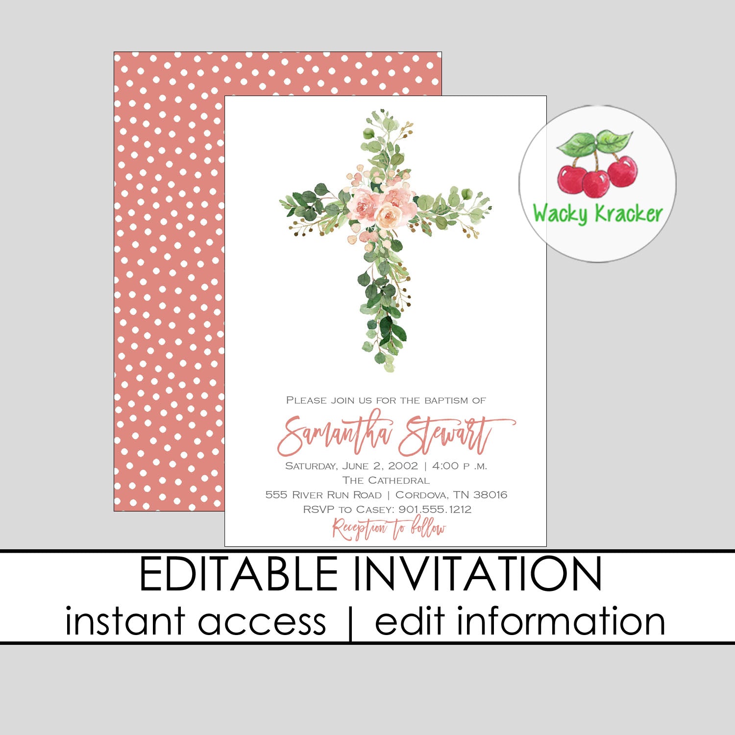 Purchase Custom Watercolor Cross Invitation Card - Wacky Kracker ...